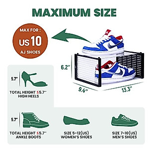 WALL QMER Clear Shoe Boxes, For AJ Shoes, 6 Pack, Stackable, Crystal Clear Shoe Storage, Easy to Assemble, Sturdy, Versatile Shoe Organizer
