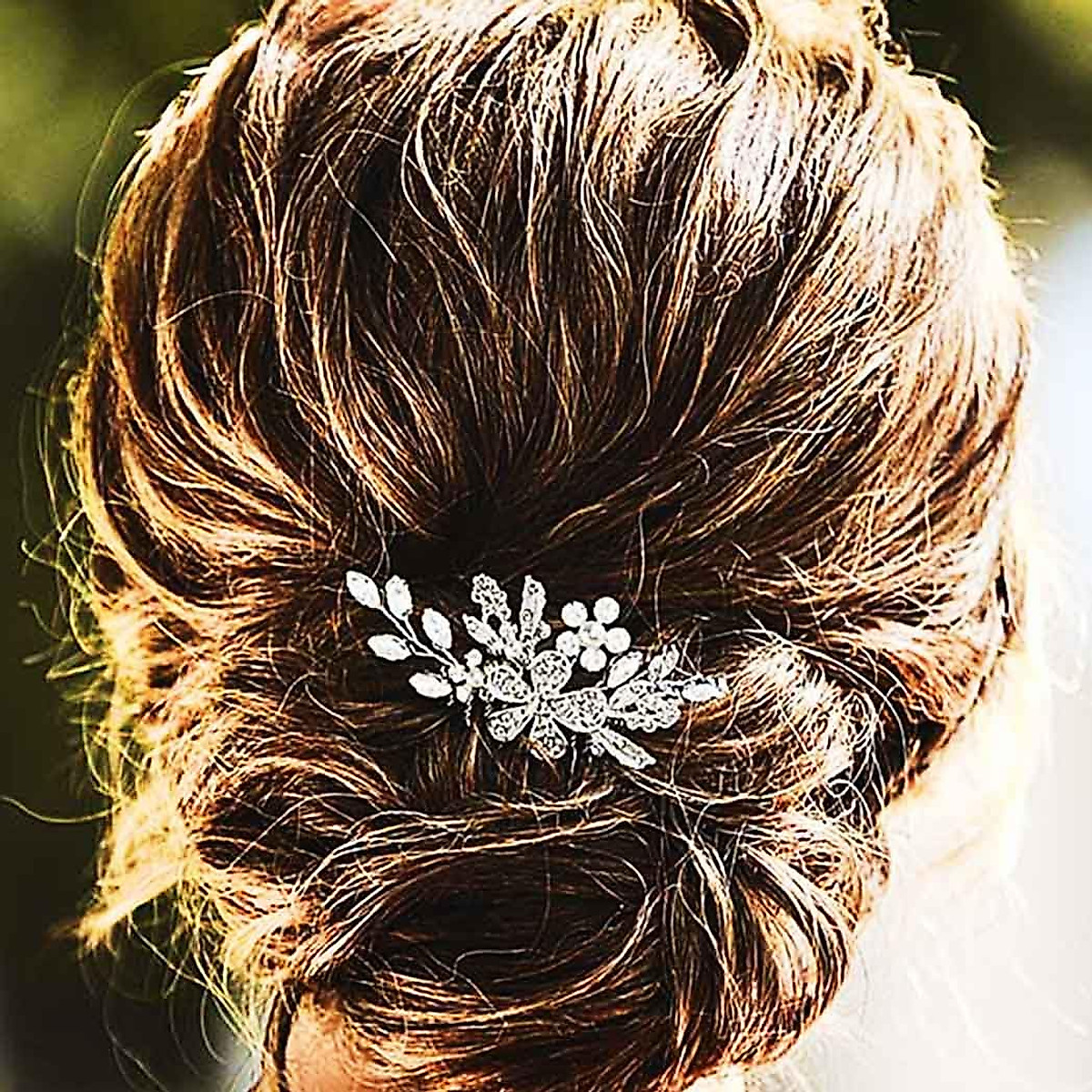 Latious Silver Bride Wedding Hair Comb Rhinestone Flower Hair Pieces Bridal Hair Accessories for Women and Girls (A-Silver)