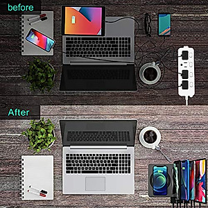 Wireless Charging Station for Multiple Devices, 5 in 1 Fast Qi Charging Dock Station with 10W Max Wireless Charger and 4 USB Ports,Quick Charger PD 3.0 20W for iPhone/iPad/Samsung/Android (Black)