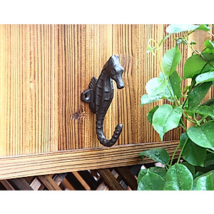 VERENIX 1pcs Cast Iron Sea Horse Hook Wall Mount Metal Figurine Art Sculpture Home Decoration