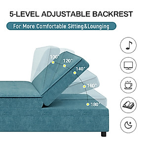 NicBex Pull-Out Sofa Practical Sofa Bed with Storage Folding Chair Bed Convertible Chair to Bed with Storage Pocket and USB Port for Small Room Apartment, Living Room, Teal