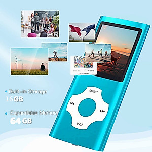 MP3 Player / MP4 Player, Hotechs MP3 Music Player with 32GB Memory SD Card Slim Classic Digital LCD 1.82'' Screen Mini USB Port with FM Radio, Voice Record (Blue)