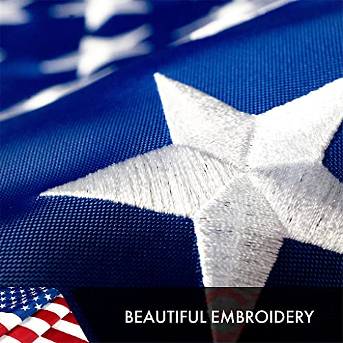G128 American USA Flag | 3x5 Ft | Double ToughWeave Series Double Sided Embroidered 210D Polyester | Country Flag, Embroidered Stars, Sewn Stripes, Indoor/Outdoor, Brass Grommets, Heavy Duty, 2-ply