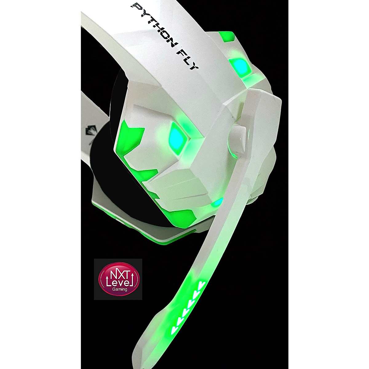 Nxt Level Python Fly G9000 Max Ultralight Stereo Professional Gaming Headset 7.1 Bass Surround Sound with Noise Cancellation Microphone for PS5 PS4 Xbox Controller Mobile Phone PC (White Green)