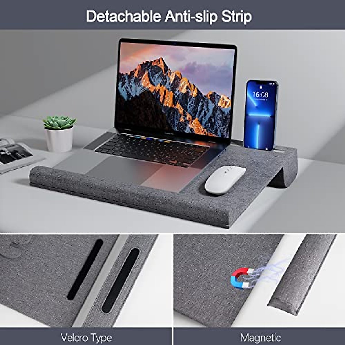 Folding Laptop Lap Desk, Laptop Stand for Lap, Laptop Table for Bed Sofa, Gray
