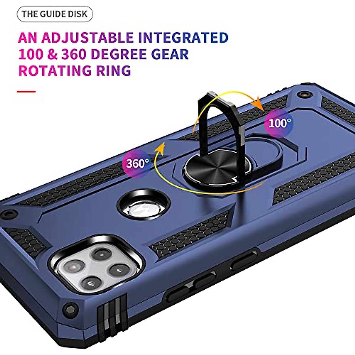 for Motorola One 5G Ace Phone Case, Moto One 5G Ace Case with HD Screen Protector, [Military Grade 16ft. Drop Tested] Ring Shockproof Protective Phone Case for Motorola One 5G UW Ace,Blue