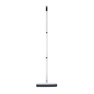 Rubber Bristle Broom for Floors Salon Broom, Rubber Squeegee Broom, Rug Broom, Rubber Rake for Human Hair, Pet Hair, Fur, Lint, Liquid, with 3-Part Handle, Grey