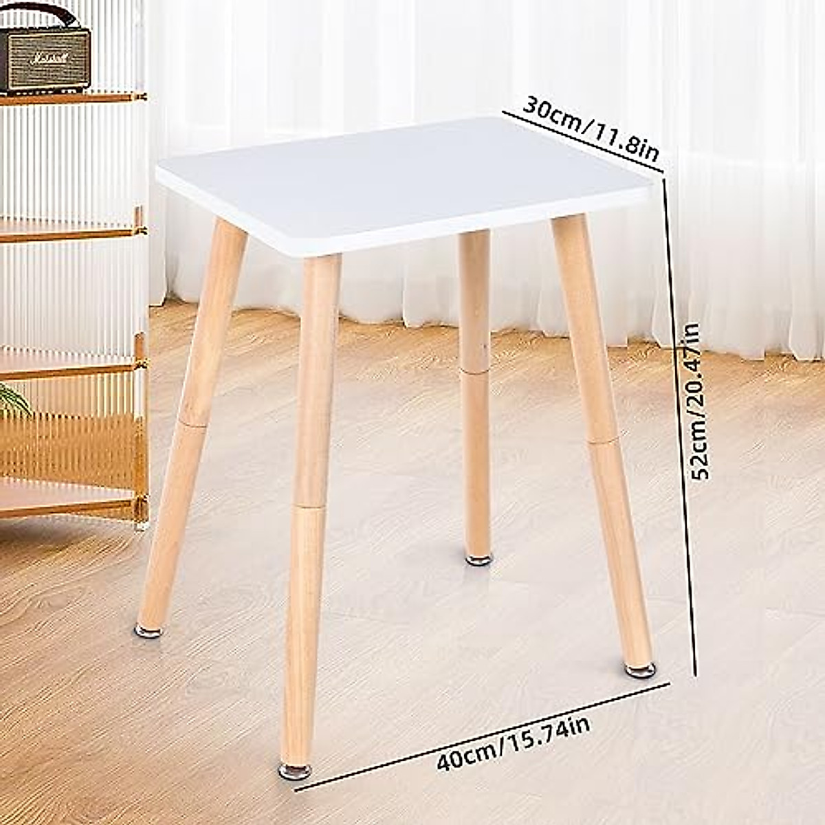 Yawinhe Side Table 2-Tier end Table,Nightstand with Storage Shelf,Modern Wooden Side Table Bedside Table,Suitable for Living Room, Bedroom, Balcony (First Floor/(1-Pack), White+Natural)
