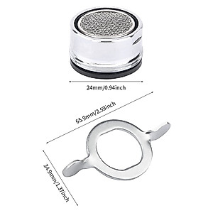 8 Pcs 2.2 GPMBathroom Sink Aerator, Stainless Steel Core Brass Shell Sink Aerator with Washers and Wrench 15/16-Inch 24 mm Male 2.2 GPM Threads Universal Faucet Aerator Standard Parts Replacement