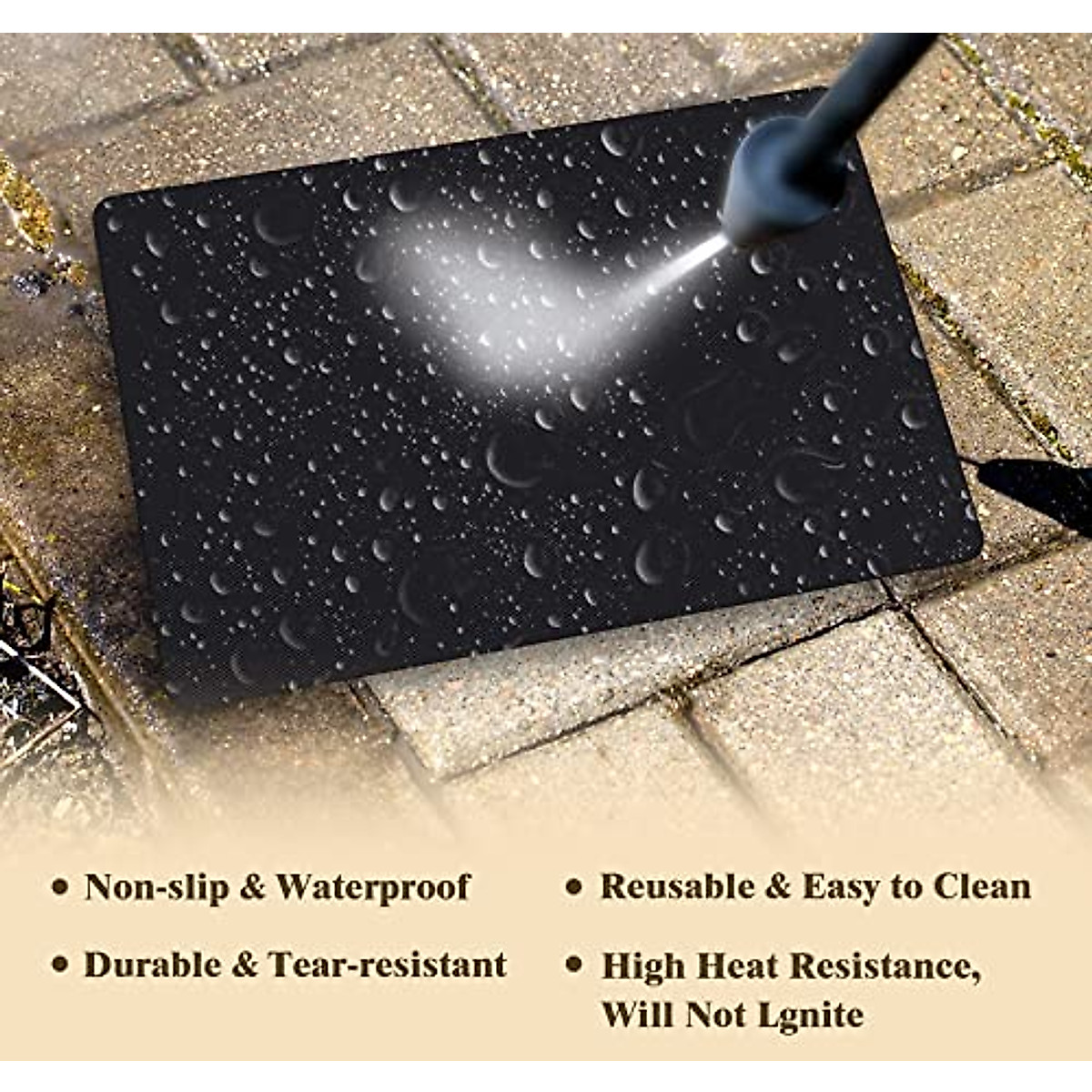 SIRUITON Large Under Grill Mats, 75″x36 inch Under BBQ Mat Protect Decks and Patios from Grease Splatter, Absorbent Oil Reusable and Washable, Fire Pit Ember Mat