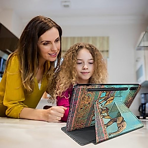 for Samsung Galaxy Tab S8 Plus 2022/S7 FE 2021/S7 Plus 2020 12.4 Inch Case, 360 Degree Rotating Cover,PU Leather Folding Stand Cover with Auto Wake/Sleep,Mural Elephant