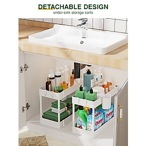 LEHOM Slim Rolling Storage Cart - 4 Tiers Bathroom Organizer Utility Cart Slide Out Storage Shelves Mobile Shelving Unit for Kitchen, Bedroom, Office, Laundry Room, Small Narrow Spaces (Pear White)