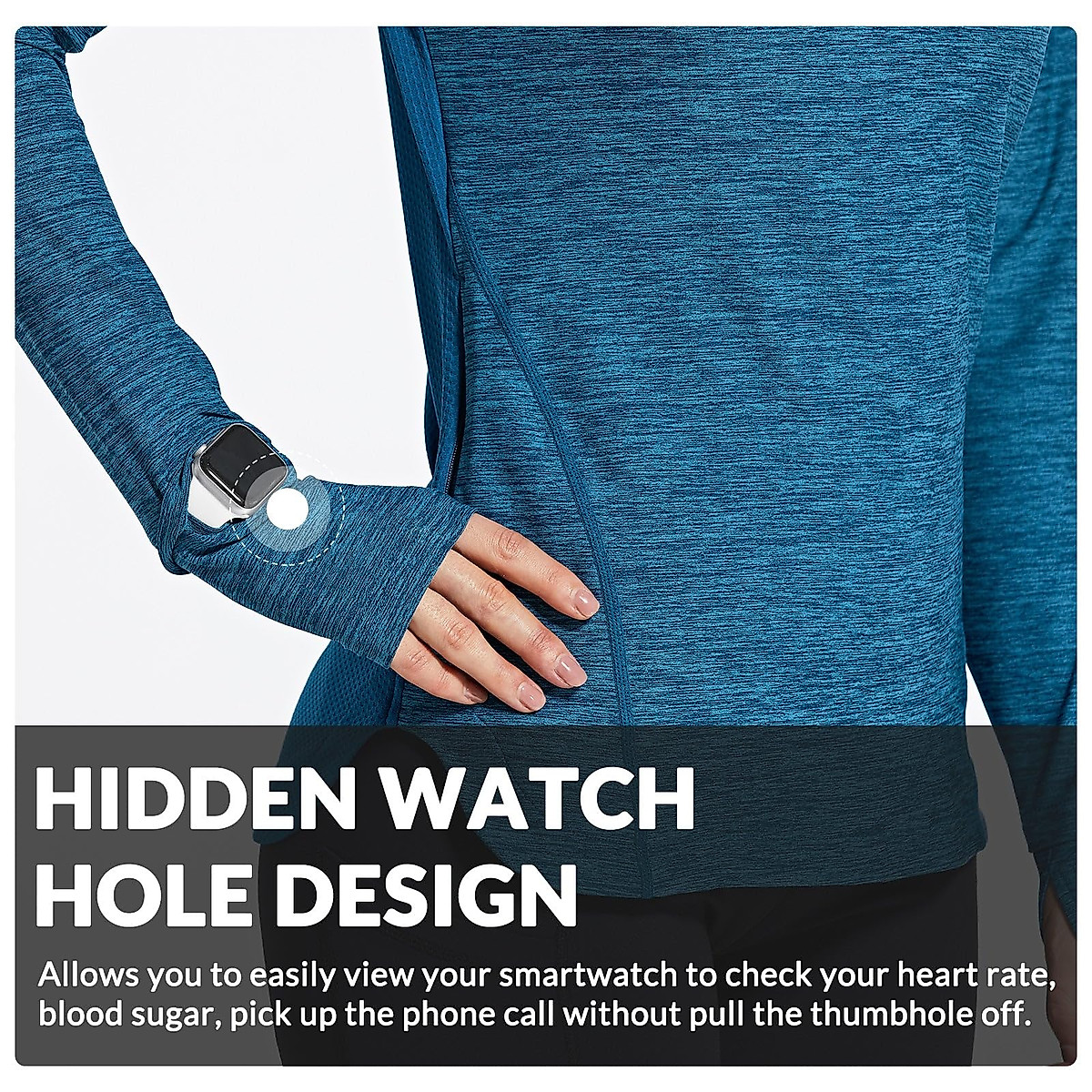 BALEAF Women's Quick Dry Shirts Long Sleeve for Running Hiking Workout UPF50+ SPF Lightweight Pullover Blue Size M