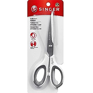 SINGER 07180 6-1/2-Inch Sewing Scissors with Pink and White Comfort Grip, Silver