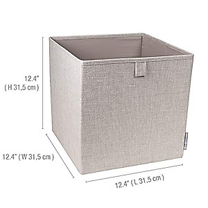 Bigso Soft Multi Purpose Foldable Cube Storage Box | Collapsible Fabric Storage Cube for Storage on Shelves | Polyester Fabric Foldable Storage Cube Organizer for Closet | 12.4’’x12.4’’x12.4’’ | Beige