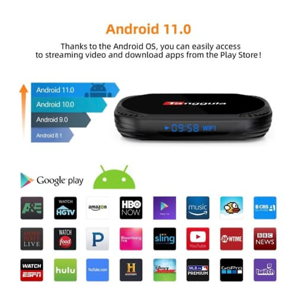 Tanggula X5 Tv Box Android Media Player Device 2022 | Mini Backlit Wireless Keyboard Adjustable Full Panel Touchpad | Fast Speed Dual Band WiFi | 128GB Storage |4k / 8k Ultra HD Voice Activated Remote