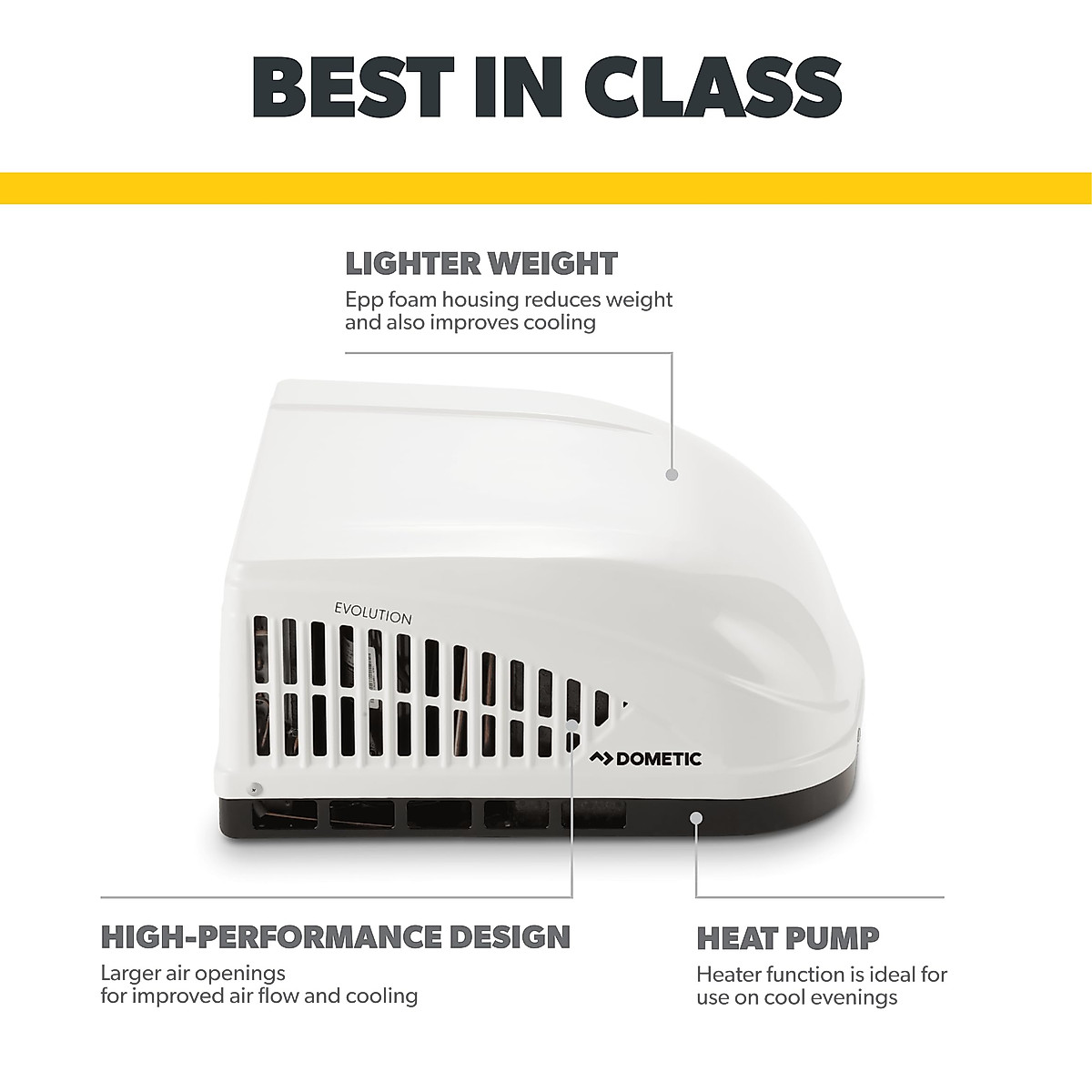 Dometic Brisk II - 15K BTU Single Zone Air Conditioner with Heat Pump | White | Quiet AC | Easy Install | Ideal for Campers, Vans, RV or Trailers | Lightweight