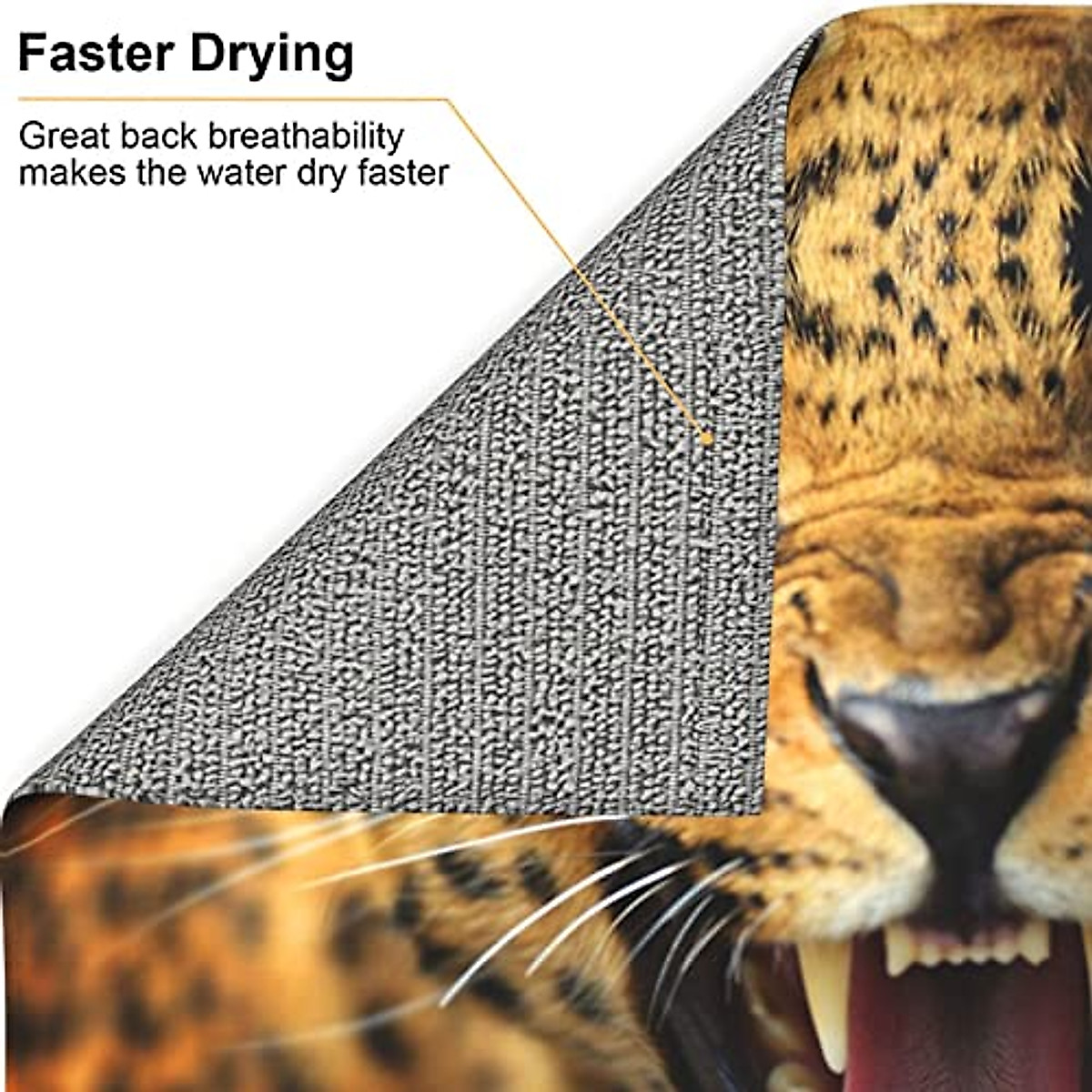 Leopard Printed Drying Mat For Kitchen Ultra Absorbent Microfiber Dishes Drainer Mats Non-Slip Silicone Quick Dry Pad - 18 X 16inch