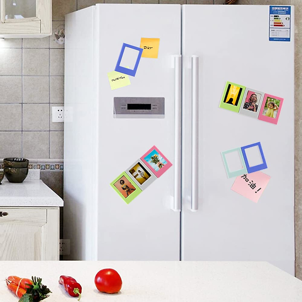 TARASEEL Magnetic Mini Photo Frame with Clear Protective Cover for Polaroid Fujifilm Instax Mini 7s 8 9 11 12 25 50s 70 90 EVO, NONS SL42 SL645 for Office Cabinet Fridge, Pack of 12. (12 Colors)