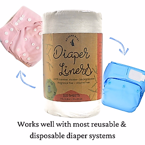 Kohana Baby Soft Biodegradable Bamboo Diaper Liners for Easy Cloth Diapering | Unscented & Chlorine Free - 400 Sheets (4 PK)