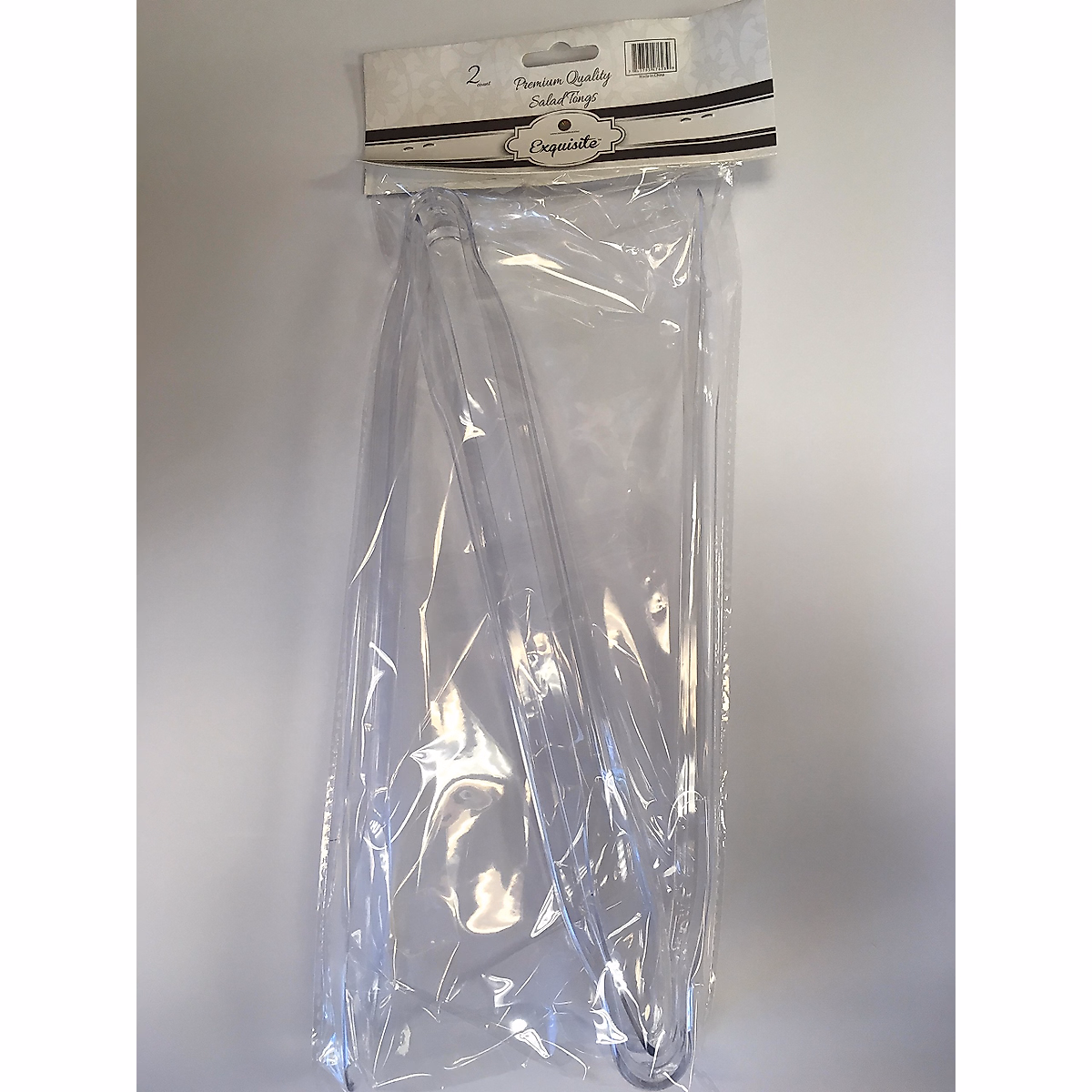 Exquisite 2-pack Premium Quality Salad Tongs, Clear, 12"