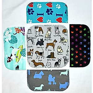 1 Ply Printed Flannel 8x8 Inches Little Wipes Set of 5 I Woof You