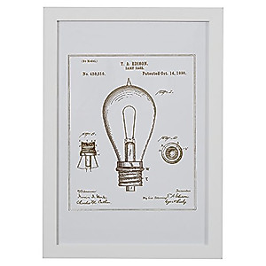 Amazon Brand – Rivet Black and White Print of 1891 Bulb in White Frame, 15" x 21"