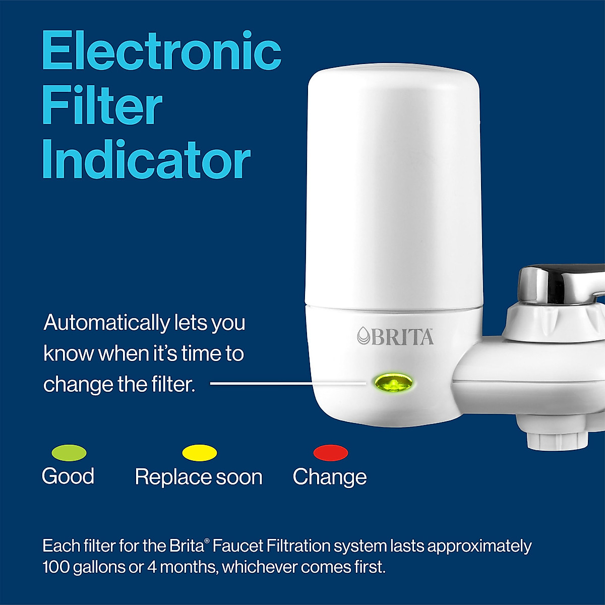 Brita Water Filter Replacements for Sink, Faucet Mount Water Filtration System for Tap Water, Reduces 99% of Lead, Chrome, 2 Count