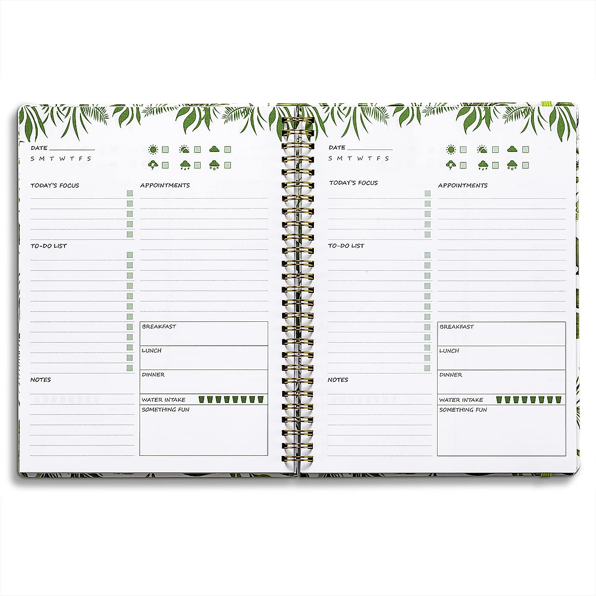 UtyTrees Daily Planner Undated: 5.7"x8.5" Daily To Do List Notebook, Efficient Life Planner, Daily Journal with Inner Pocket, Meals Planner, Office Organization Notebooks for Women, Green