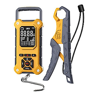 SNAIL TRAIL 8 Storage Bins 50 lbs Digital Fish Weighing Scale & 7.5'' Lip Gripper, Bass Fishing Tournament Culling, Hand Held Travel Items, Electronic Hanging Weight Machine for Luggage, Suitcase, Bag