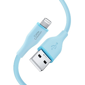 CableCreation Phone Charging Cord 6FT/1.8m, USB to Lightning Cable, USB Liquid Silicone Cord [MFi Certified] for iPhone 14/14 Pro/13/13 Pro/ 12 Pro Max/ 12/11 /X/XS/XR/ 8 Plus/AirPods Pro, Blue