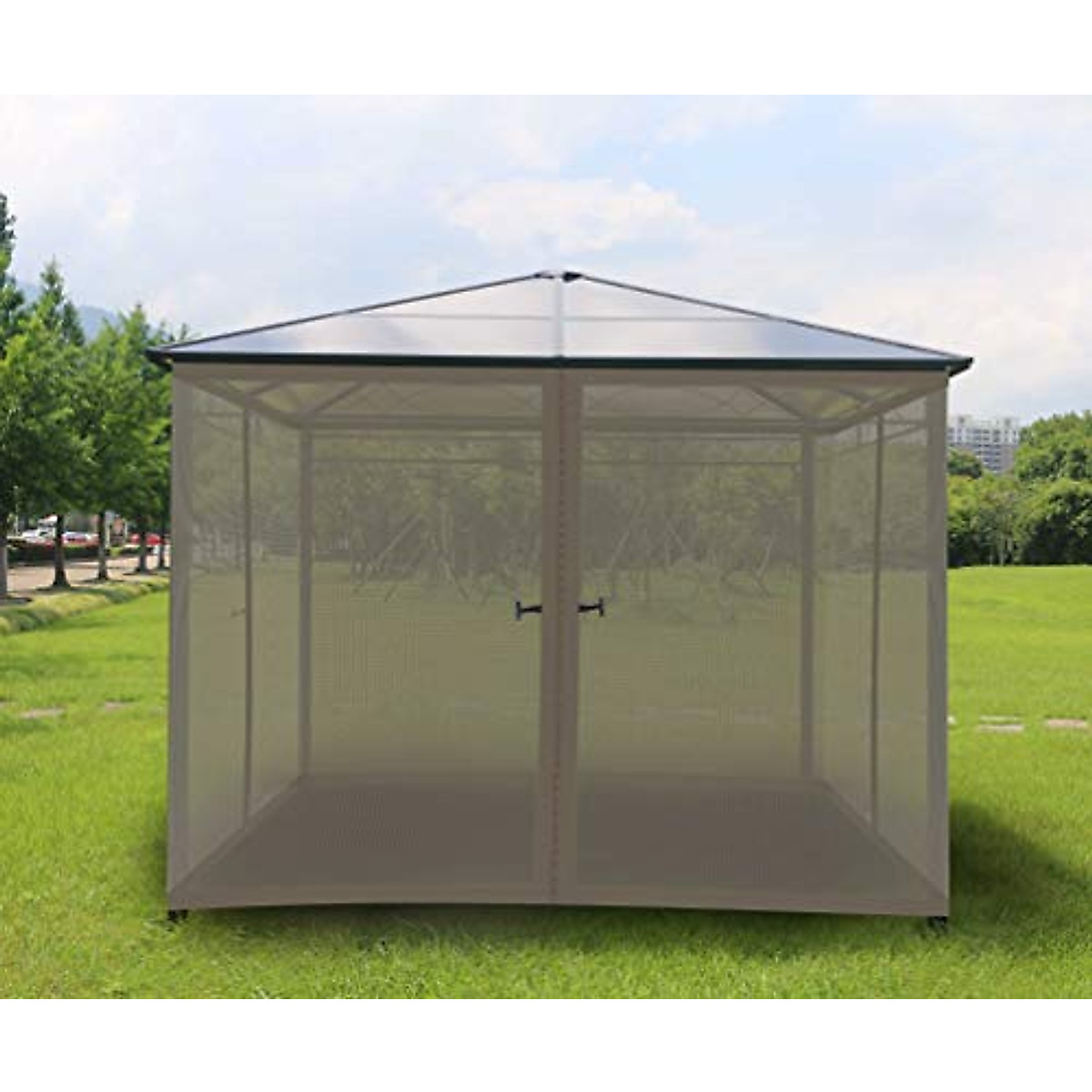 Gazebo Mosquito Netting Screen 4-Panels Universal Replacement for Patio, Outdoor Canopy, Garden and Backyard (10'x12', Beige)