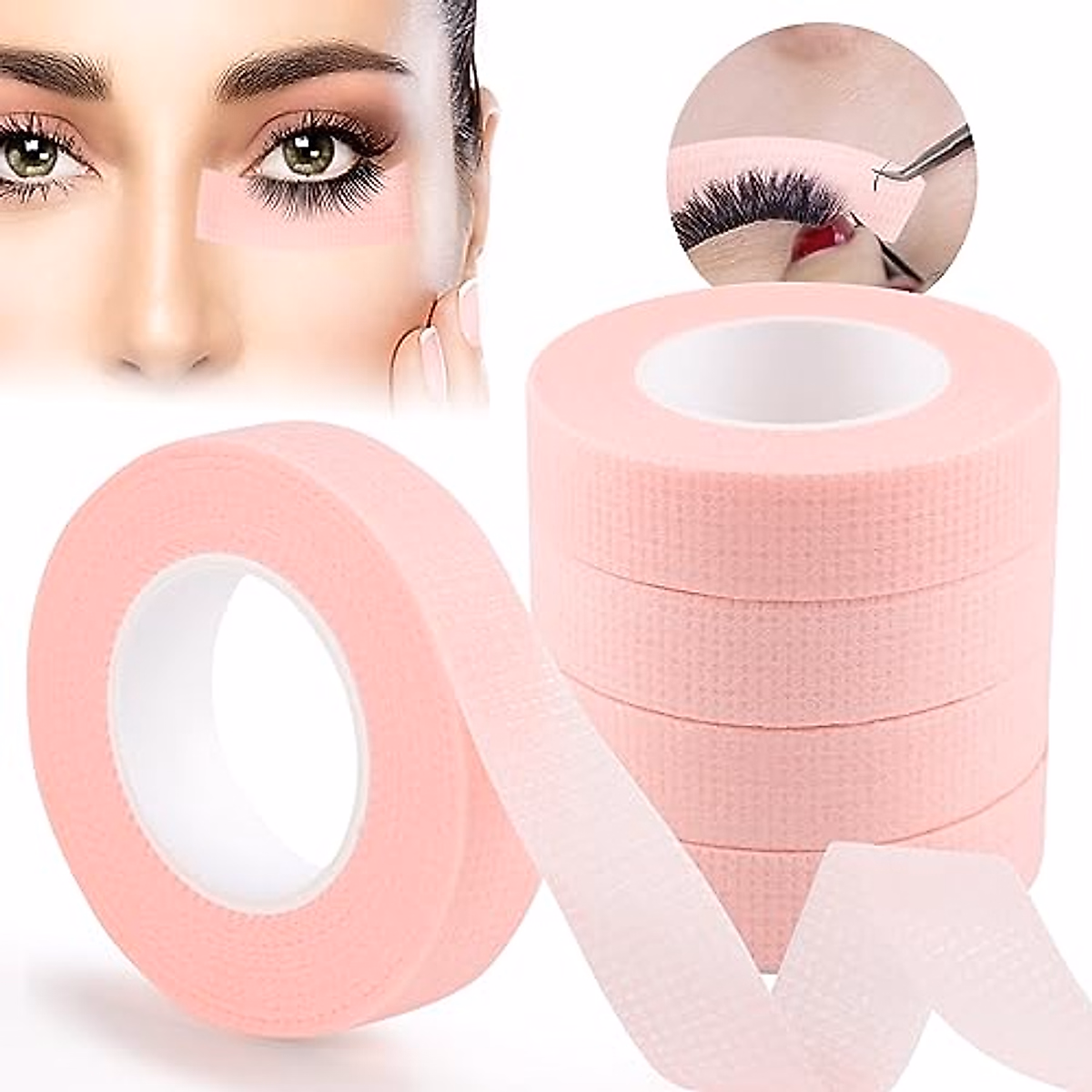 EBANKU 5 Rolls Eyelash Extension Tape, Eyelash Tape for Lash Extension Breathable Micropore Fabric Tape for Eyelash Extension Supplies (9m/10 Yards)