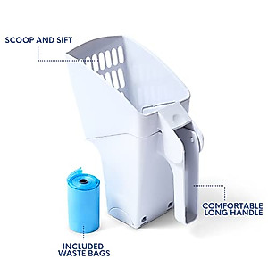 PURRFECT POUCH Cat Litter Shovel | Built-in Cat Litter Scooper with Holder | Scoop and Bag at the Same Time | Includes 1 Roll of Waste Bags