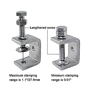 Wdwlbsm 4Pcs 304 Stainless Steel C-Clamps Tiger Clamp Heavy Duty G-Clamp Woodworking Welding Building Home Improvement Small Clamp 1-1/5" Wide Jaw Openings