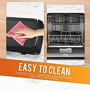 Aigostar Electric Griddle Nonstick 1500W Pancake Griddle 8-Serving Electric Indoor Grill 5-Level Control with Adjustable Temperature & Oil Drip Tray for Easy Cleaning, 20” x 10” Family-Sized, Black