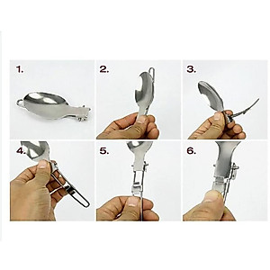 Folding Spoon Fork Knife Set Portable 3 in 1 Folding Dinner Flatware Utensils Stainless Steel Perfect for Camping Picnic Travel Hiking Backpacking