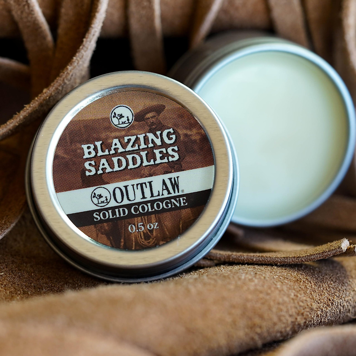 Bold, Western Leather & Gunpowder Scent Solid Cologne - Blazing Saddles Scent by Outlaw - Hard Cologne for Men & Women