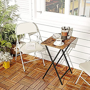 HOOBRO Folding TV Table, TV Tray, Stable Snack Table for Small Space, Portable Sofaside Table, Easy Assembly and Storage, Ideal for Snacks and Meals in Living Room, Rustic Brown and Black BF15BZ01