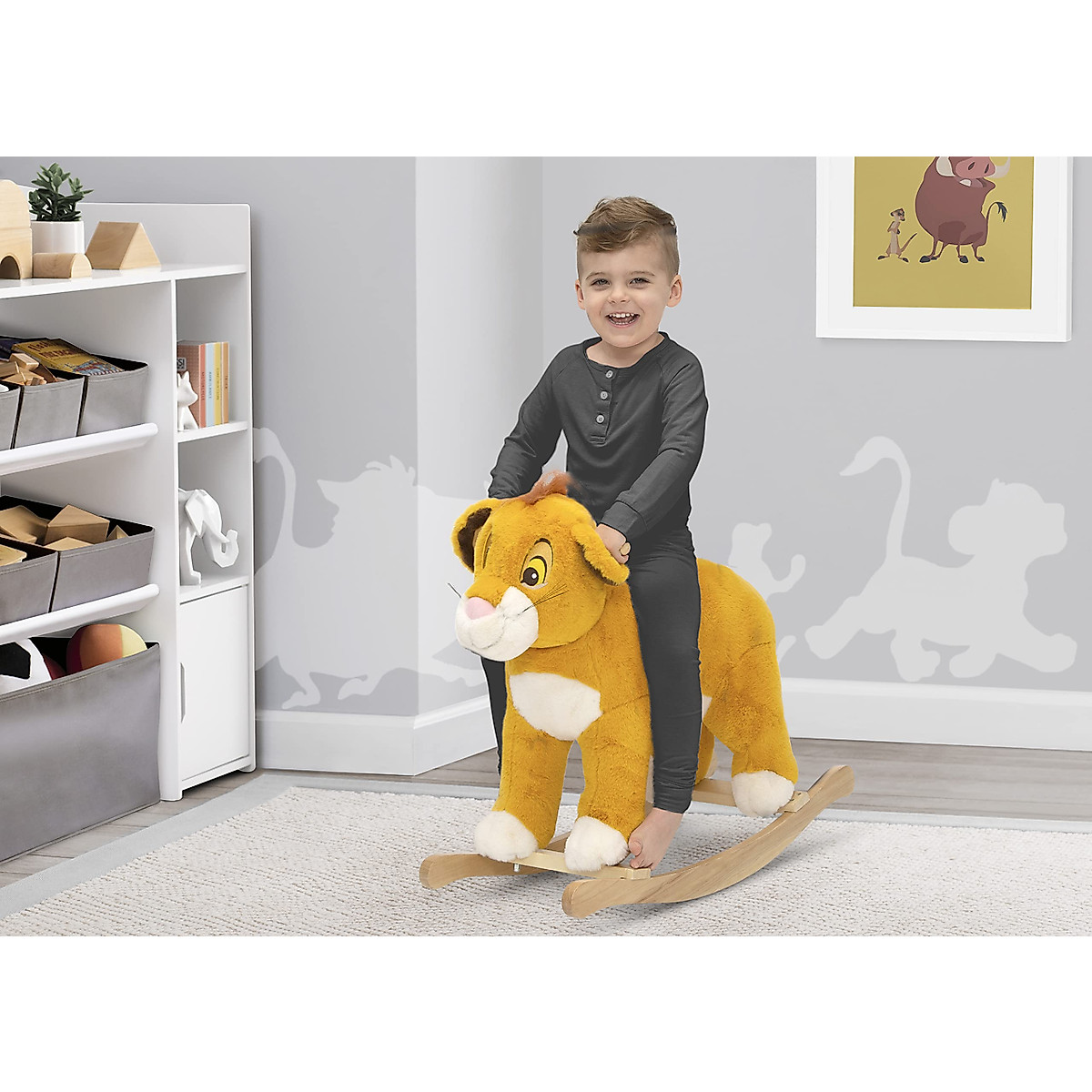 The Lion King Simba Plush Rocker by Delta Children Wooden Ride On Rocking Horse for Babies 18 Months and Up