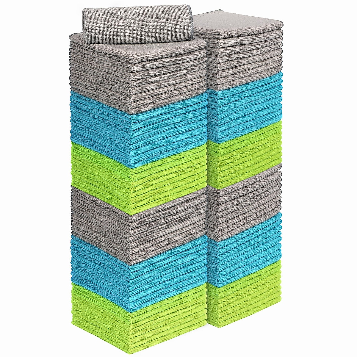 AIDEA Microfiber Cleaning Cloths-100Pack, Softer Highly Absorbent, Lint Free Streak Free for House, Kitchen, Car, Window Gifts (12in.x12in.)