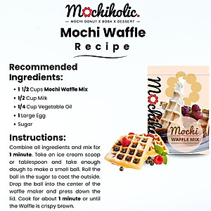 Mochi Waffle Mix Original Recipe - Rice Flour, Low Calories and Sugar - Essential Nutrients - 12 oz Healthy Daily Snacks by Mochiholic (Pack of 1)
