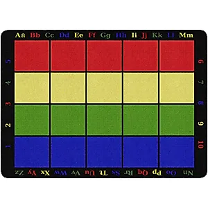 Flagship Carpets Learning Grid Colorful Numbers and Letters Kids Seating Area Rug for Classroom, Play Area Mat, Home Learning or Kids Room Carpet, 5'10" x 8'4", Seats 24