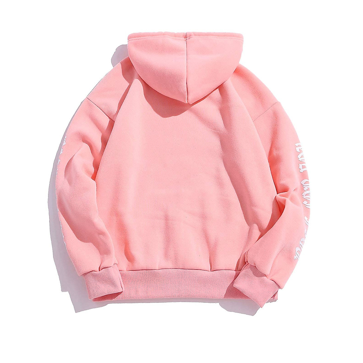 ZAFUL Men's Fleece Hoodie Unisex Rose Letter Print Hooded Pullover Kangaroo Pocket Sweatshirt Pink L