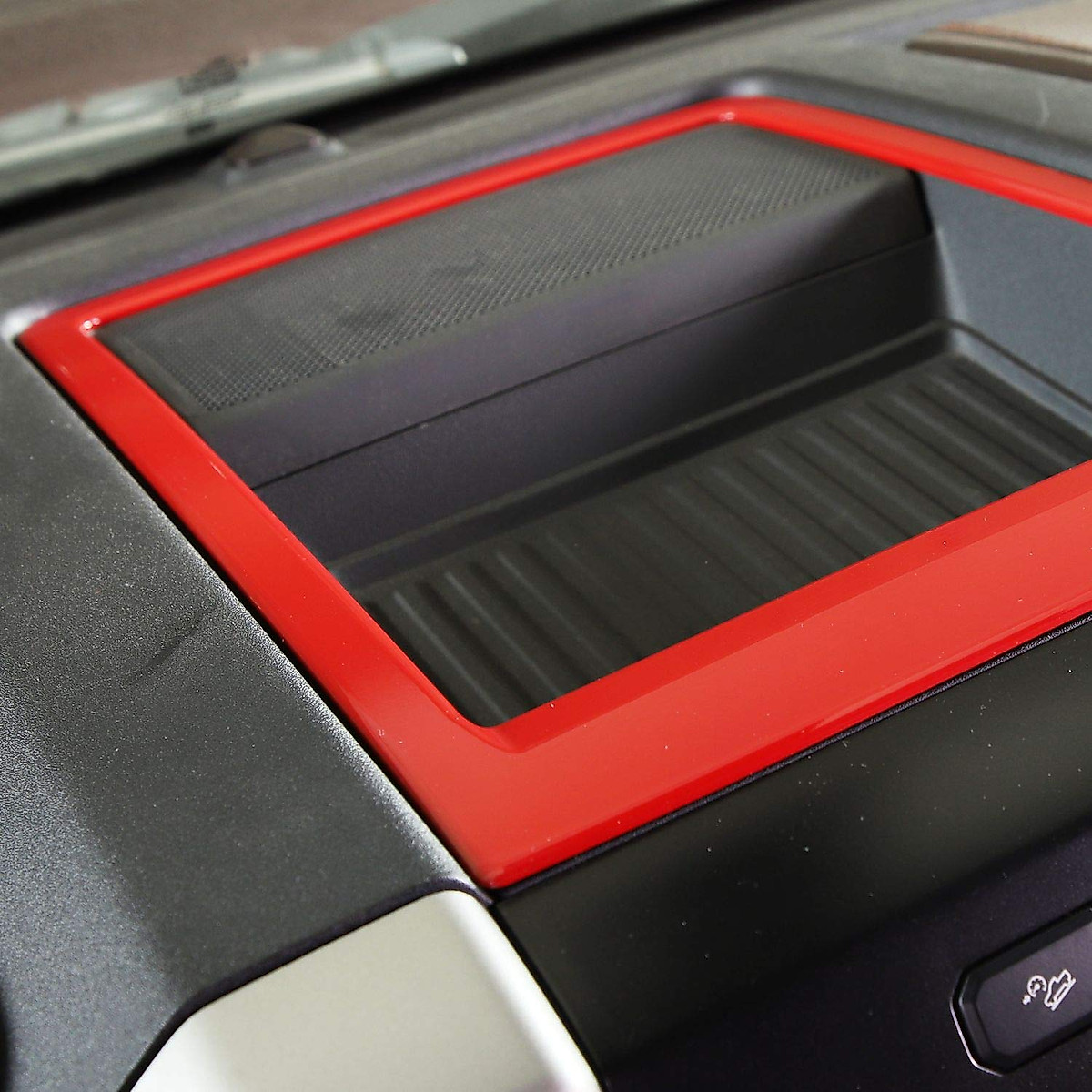 Voodonala for F150 Central Control Storage Compartment Bin Dashboard Frame Trim for 2015-2020 Ford F150 Interior Accessories, ABS Red