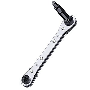 HVAC Service Wrench, Refrigeration Ratcheting Wrench 3/8” 1/4” 5/16'' 3/16'' AC Wratchet Tool with Hex Bit Adapter UIInosoo for Air Conditioning, Refrigeration Equipment, Gas Furnace