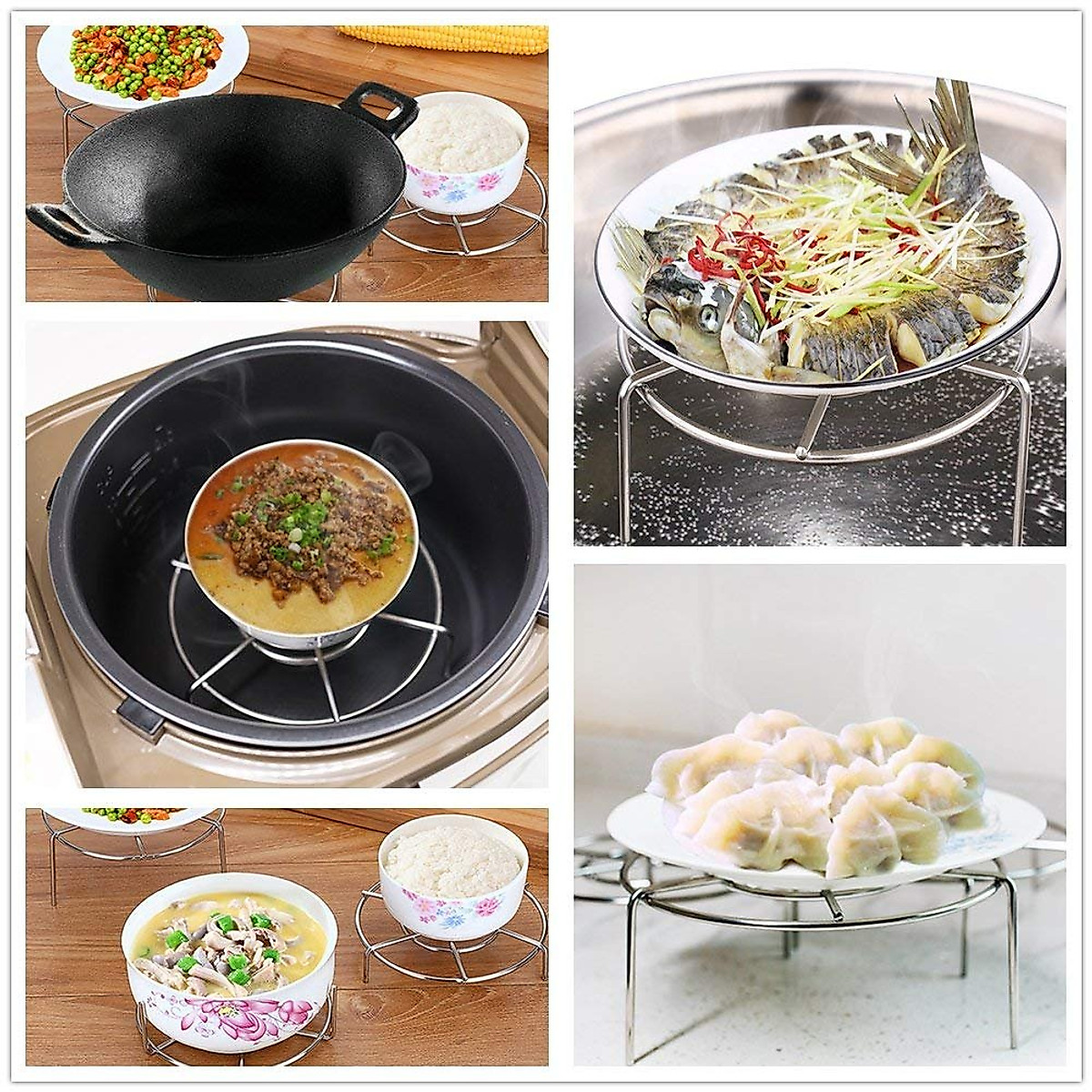 Konrisa Stainless Steel Steam Rack for Instant Pot Cooking Trivet Rack Holder Egg Steamer Basket Trivet Food Stand Air Fryer Rack for Pressure Cooker, Set of 3