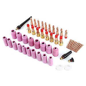 Welding Nozzle Gas Lens Nozzle Collet Cup Kit, 51Pcs/Set Welding Nozzle Ceramic Torch Gas Lens Welder Tip Alumina Nozzle Cup Kit For Wp/17/18/26 Repairing Tool