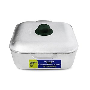 Universal Unique Square Caldero (6 Quart - 15 Cups), Stainless Aluminum Pot, Oven Safe, Even Heat Distribution and Fast Cooking Dutch Oven Pot with Lid, Ideal for Rice, French Fries, and More