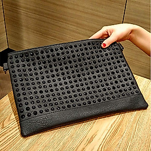 Segater® Women & Men Rivet Clutch Ladies Punk Style Purses Soft Leather Studded Cell Phone Shoulder Bag Crossbody Bag